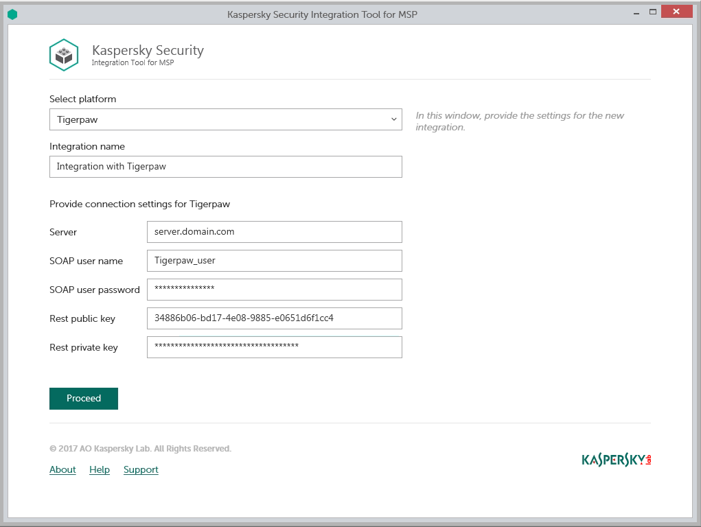 Creating a Kaspersky Endpoint Security Cloud integration with Tigerpaw